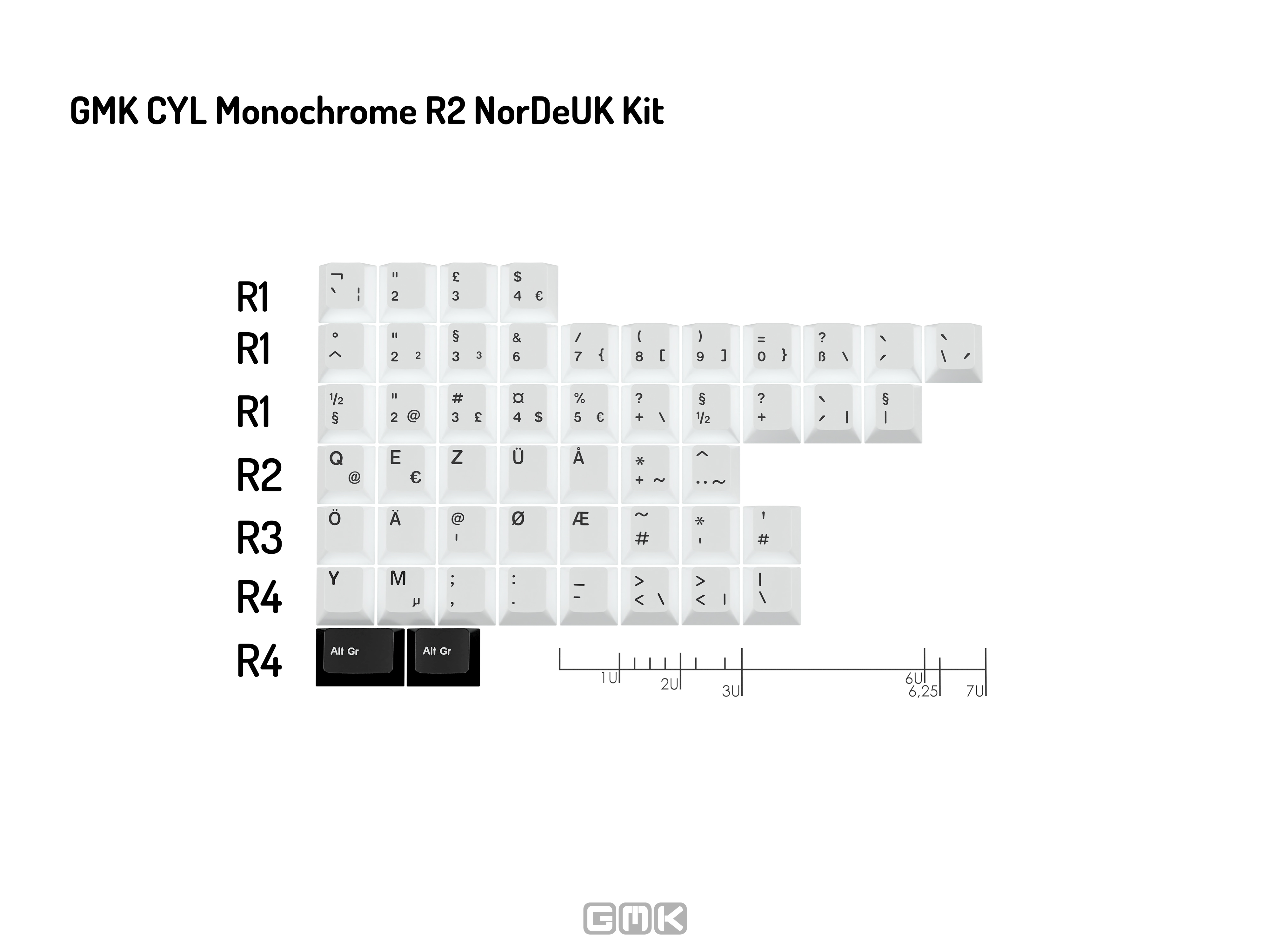 Gmk Cyl Monochrome R2 Keycap Set Designed By Full